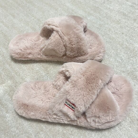 Hunter | Shoes | Hunter Platform Faux Fur Slides Pink Size Uk6 Or Us8 ...